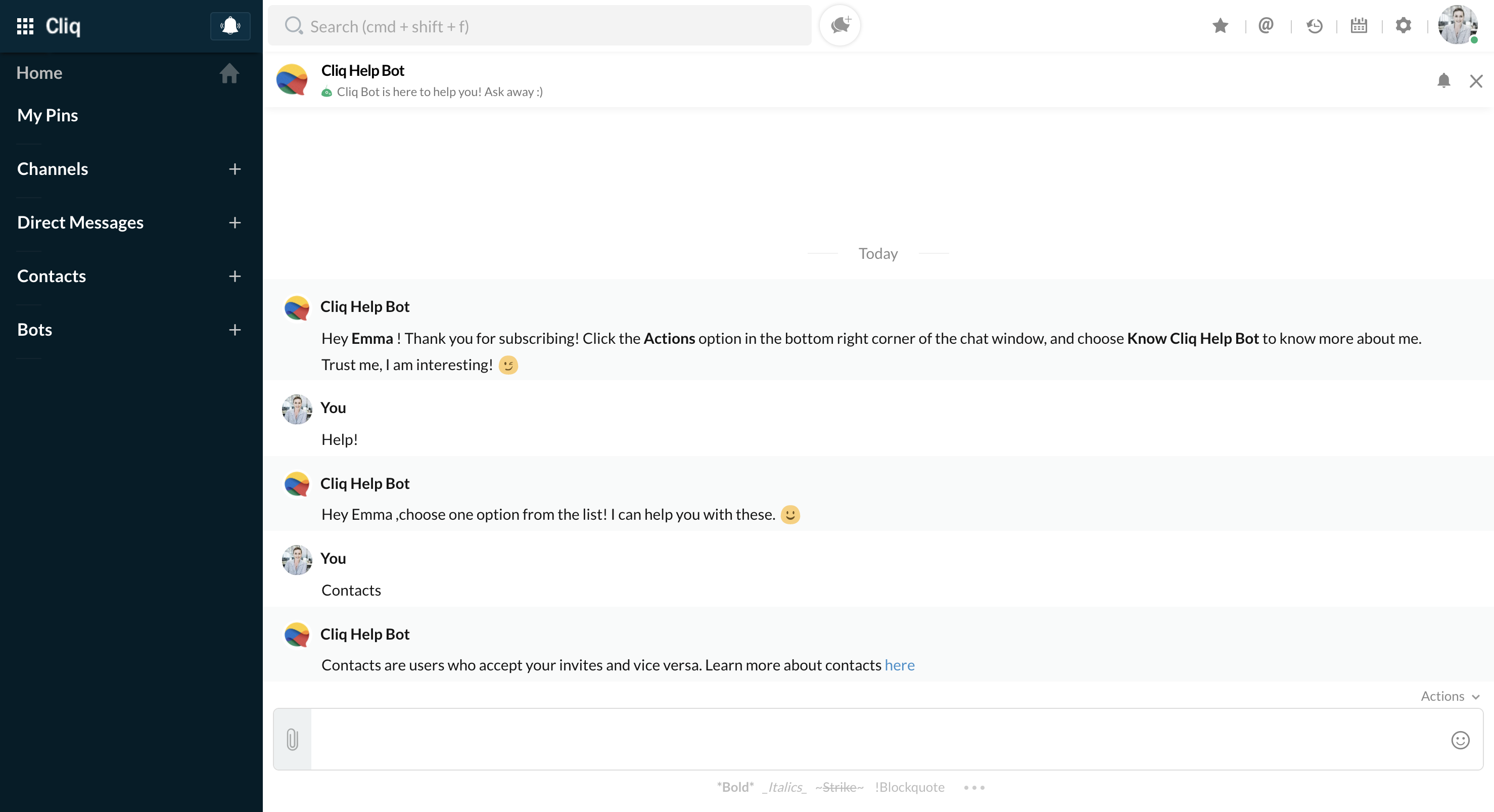 Bot Message Handler | Cliq