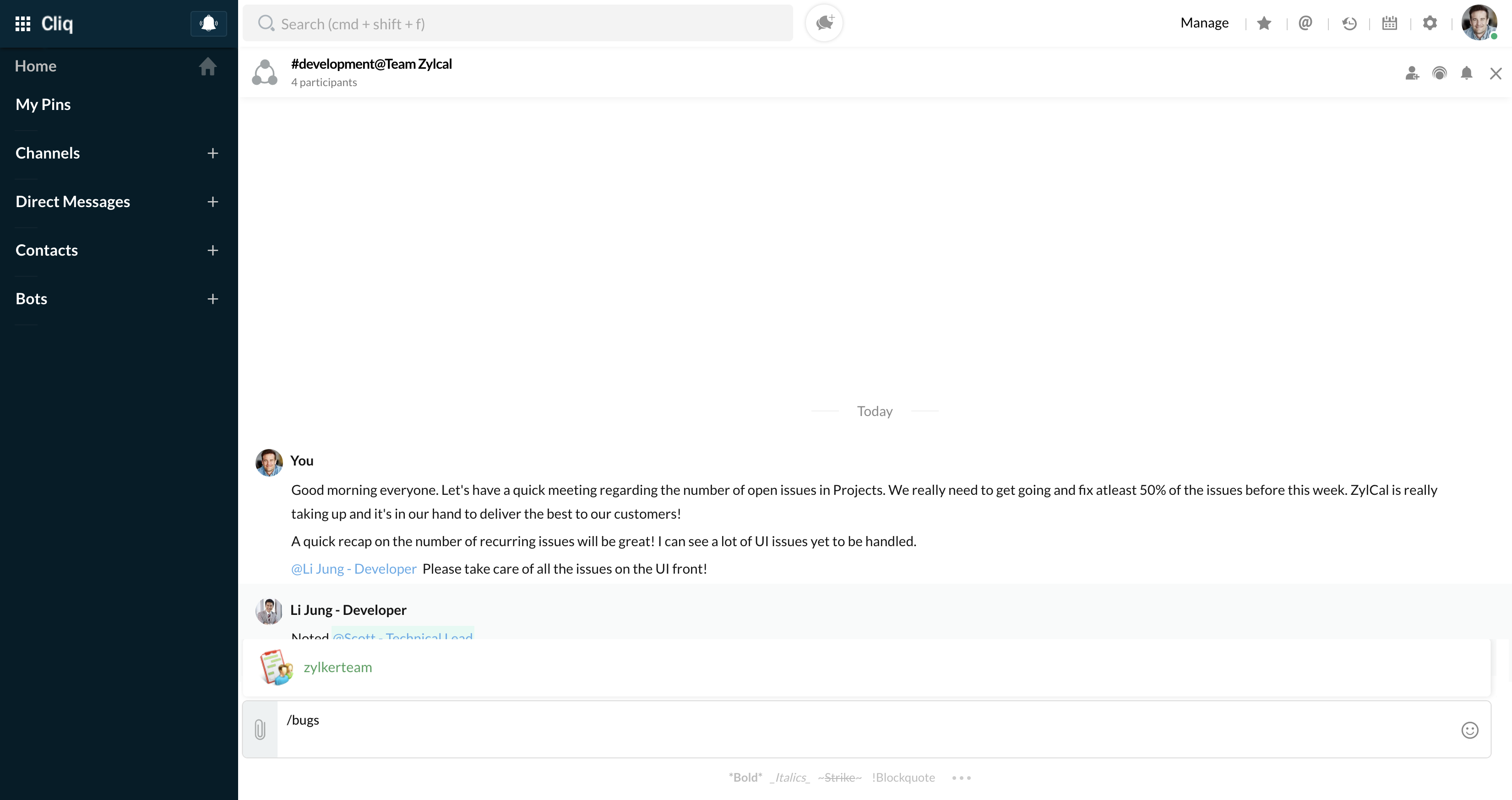 Button Function Workflow Cliq