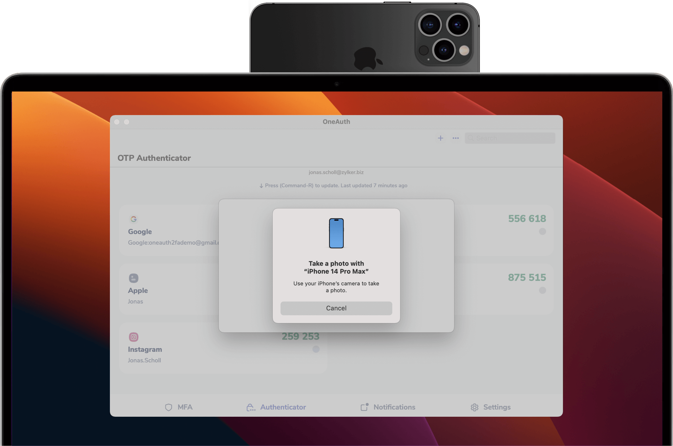 iOS 16 iPadOS 16 macOS Ventura | Zoho OneAuth - Authenticator