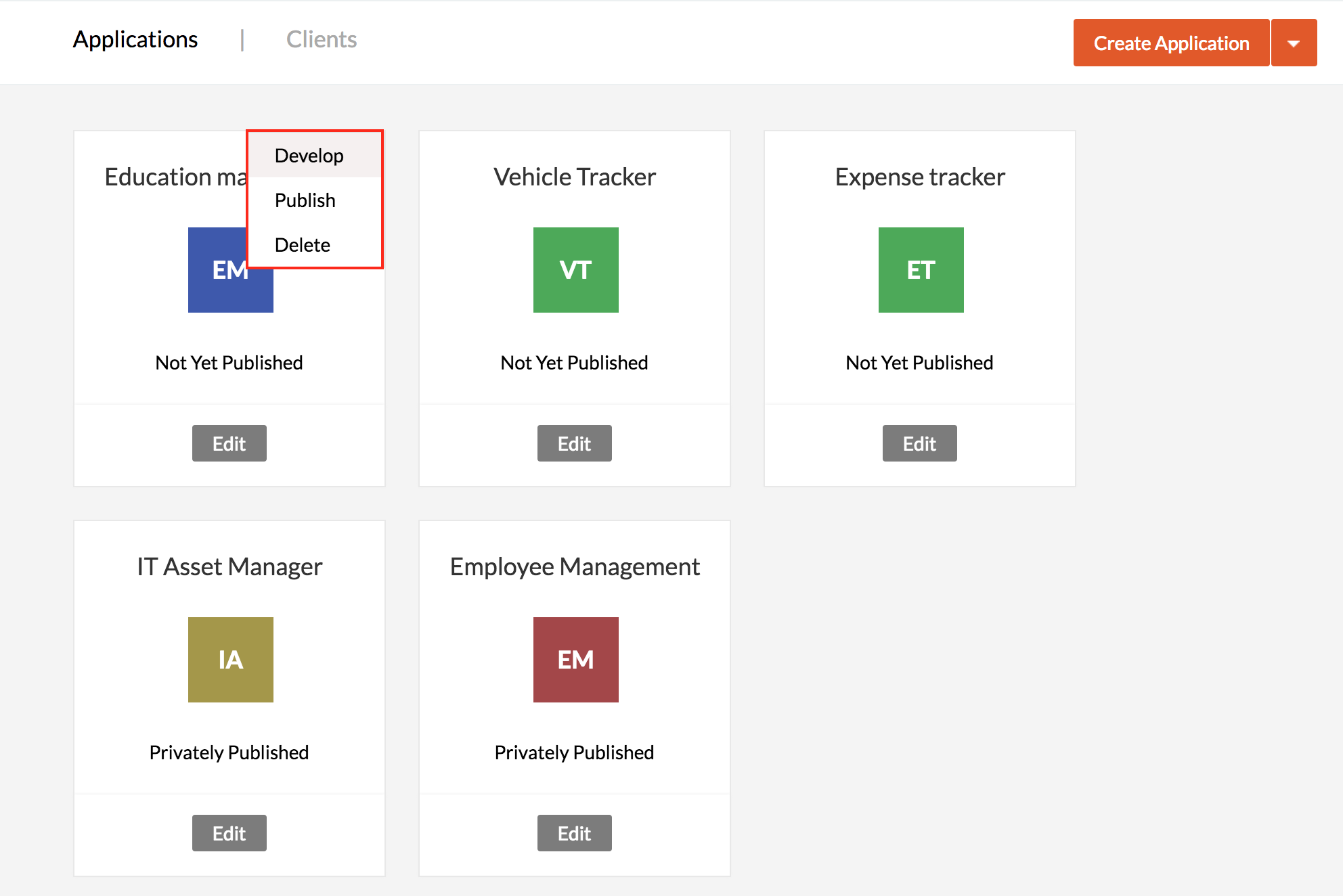Build apps in developer zone | Zoho Creator Help