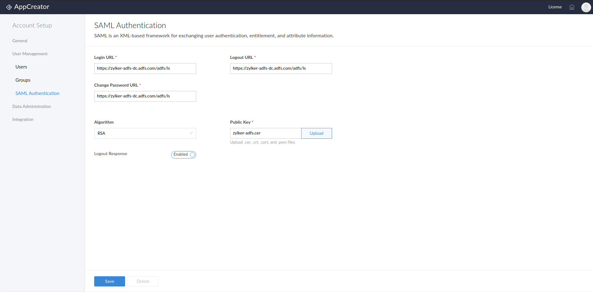 Configure SAML Authentication | ManageEngine AppCreator Help Configure SAML Authentication | ManageEngine AppCreator Help