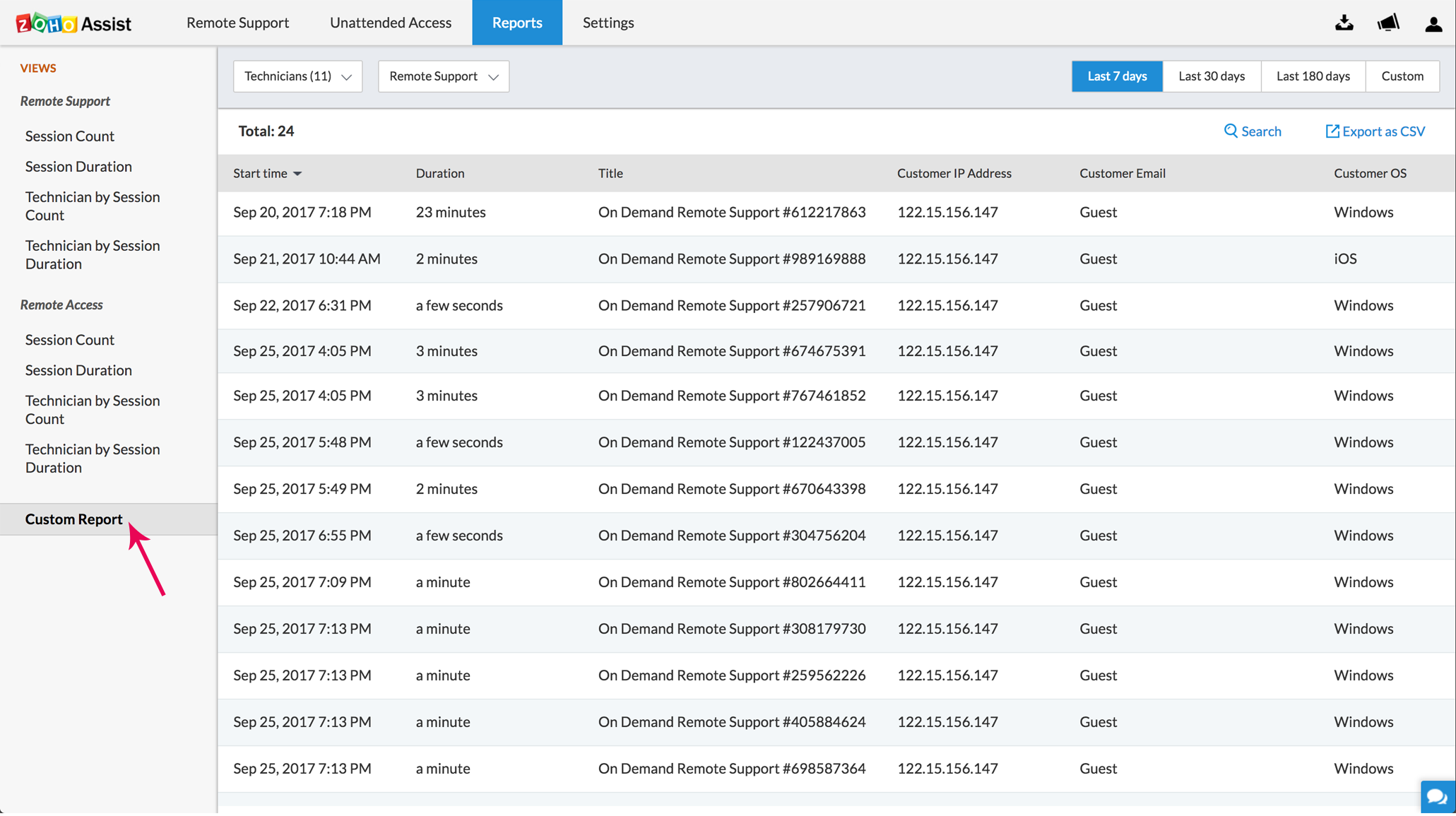 Reports | User Guide | Zoho Assist