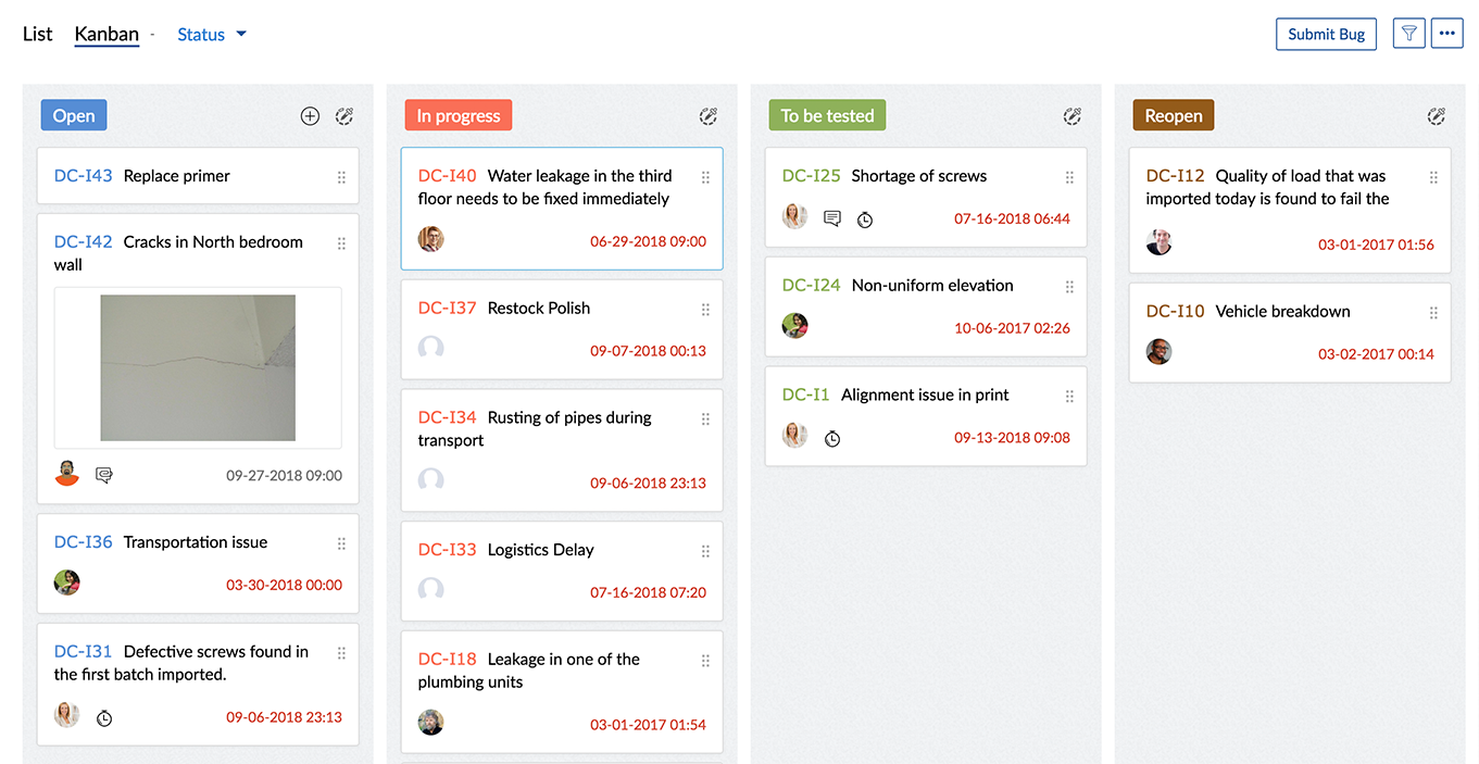Manage and View Bugs | Online Help | Zoho BugTracker