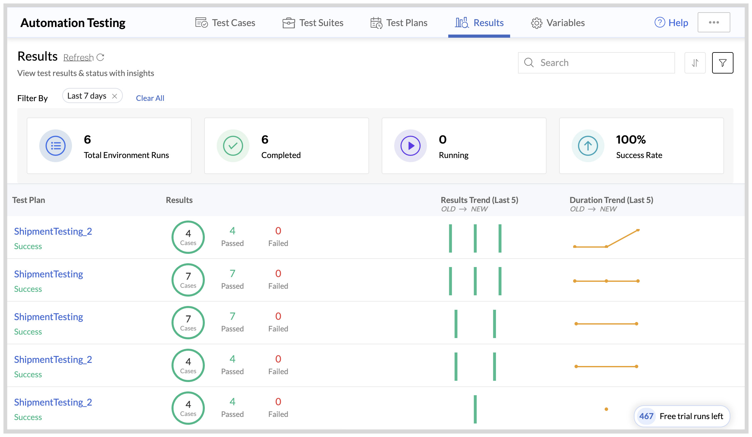 Automation Testing - Results | Online Help - Catalyst