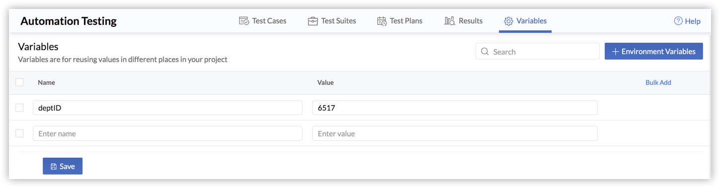 Automation Testing - Variables | Online Help - Catalyst