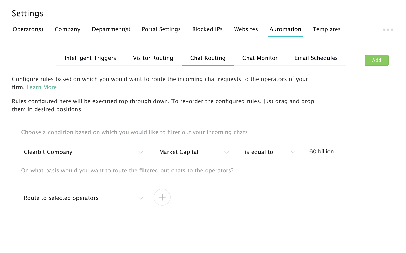 How to route chats to operators based on Clearbit info