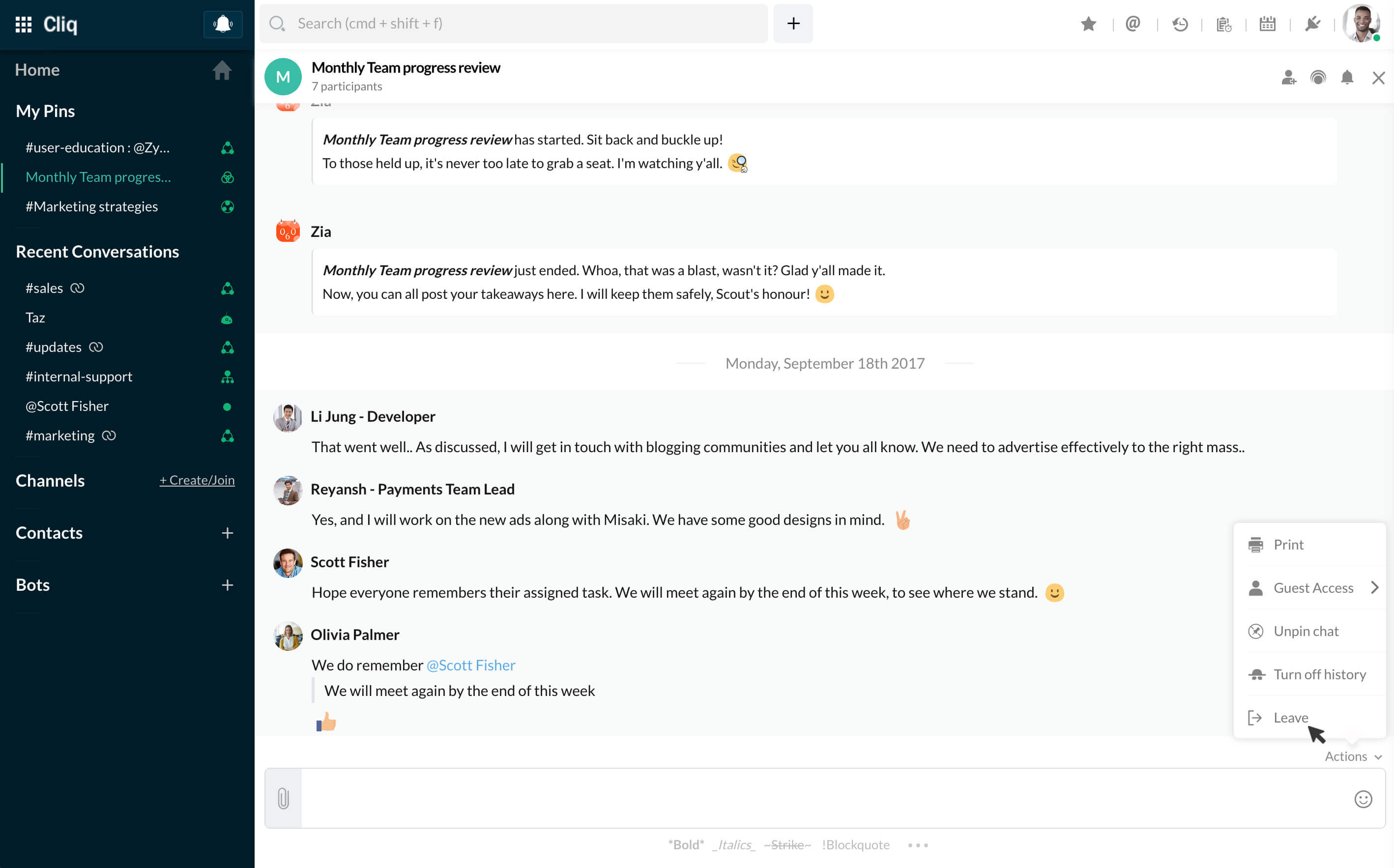Leave a group chat | Cliq Leave a group chat | Cliq