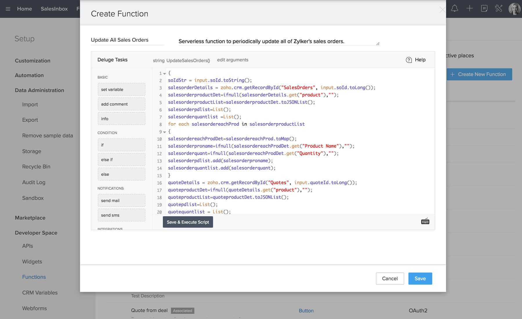 Zoho Catalyst | Exécuter du code sans serveur depuis Zoho CRM