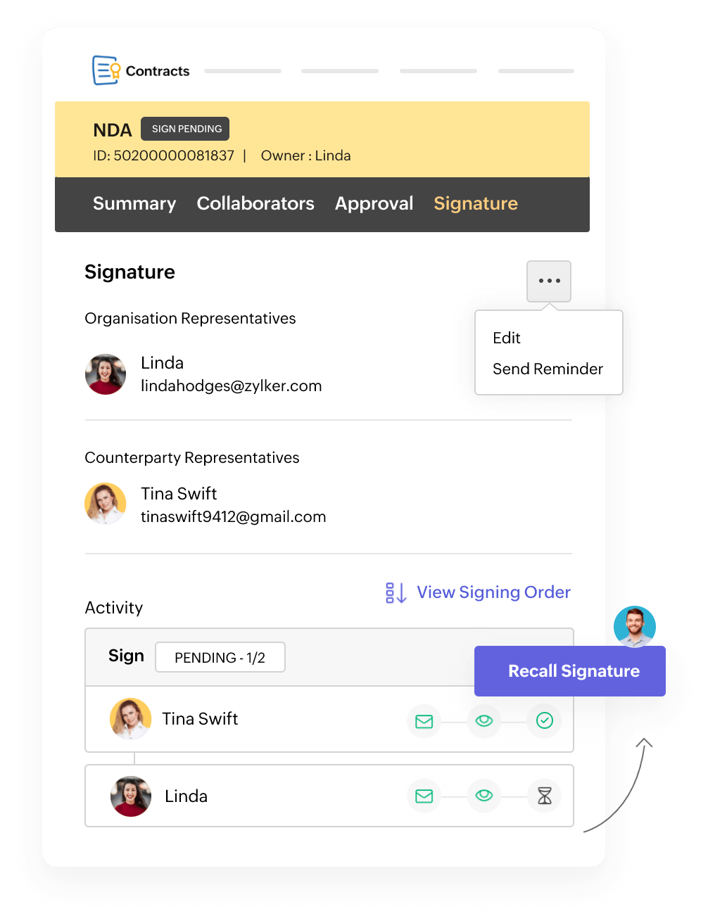 Contract Management Software | Contract eSignatures | Zoho Contracts