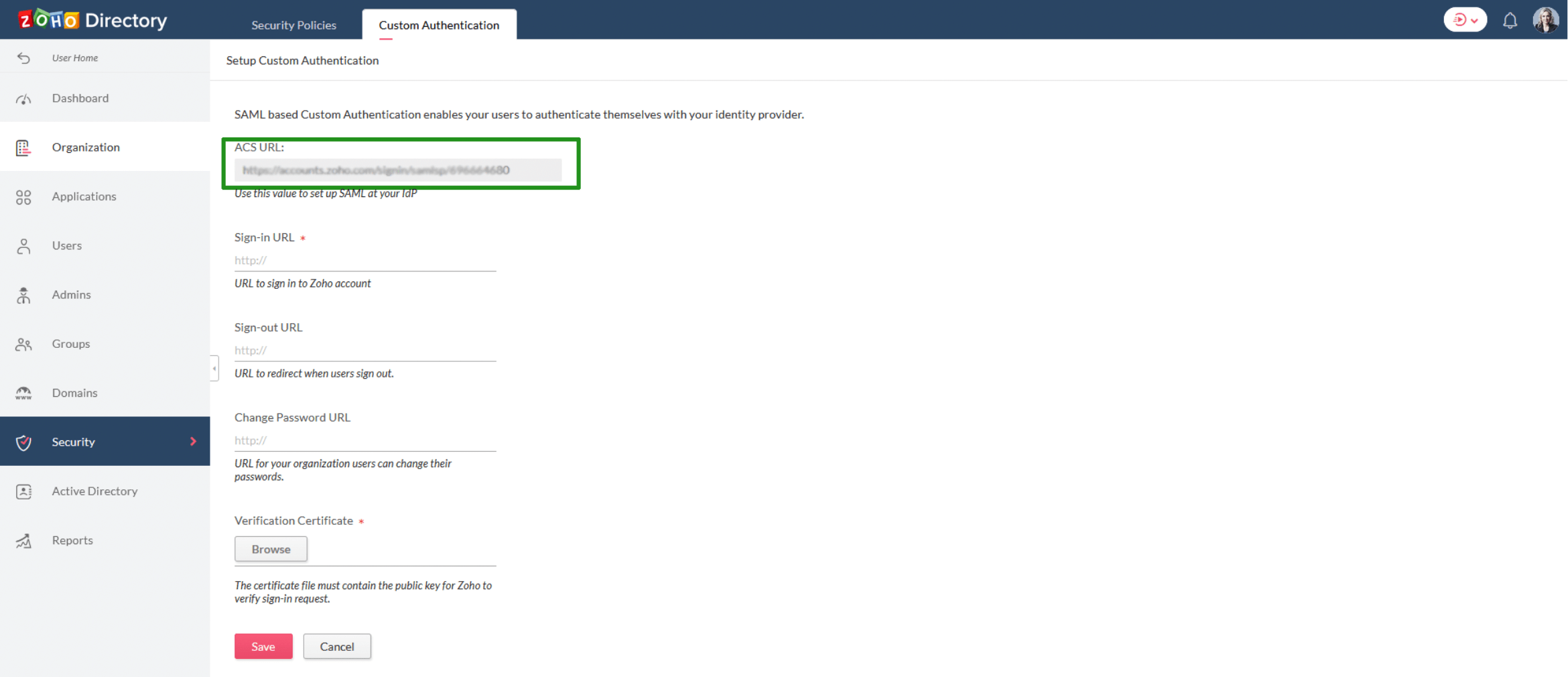 Configure Custom Authentication | Governance | Zoho Creator Help