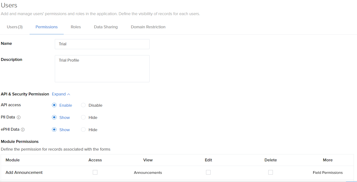 Configure/Add Permission Set | ManageEngine AppCreator Help