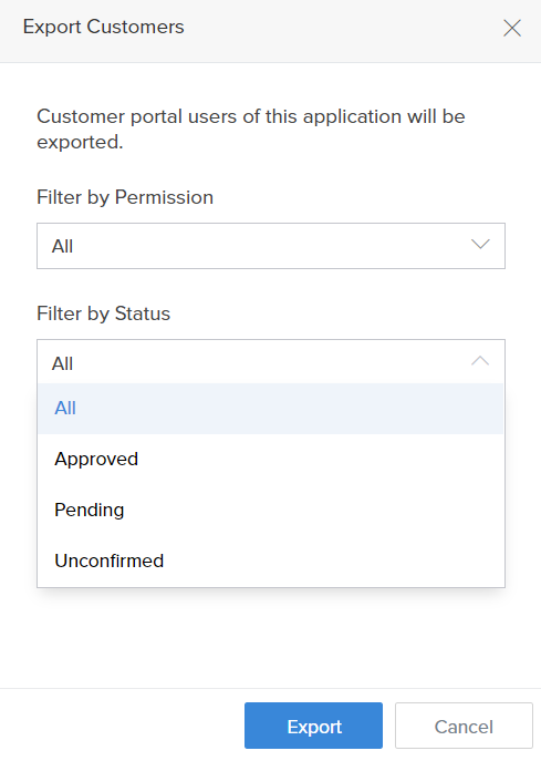 Export customers | ManageEngine AppCreator Help