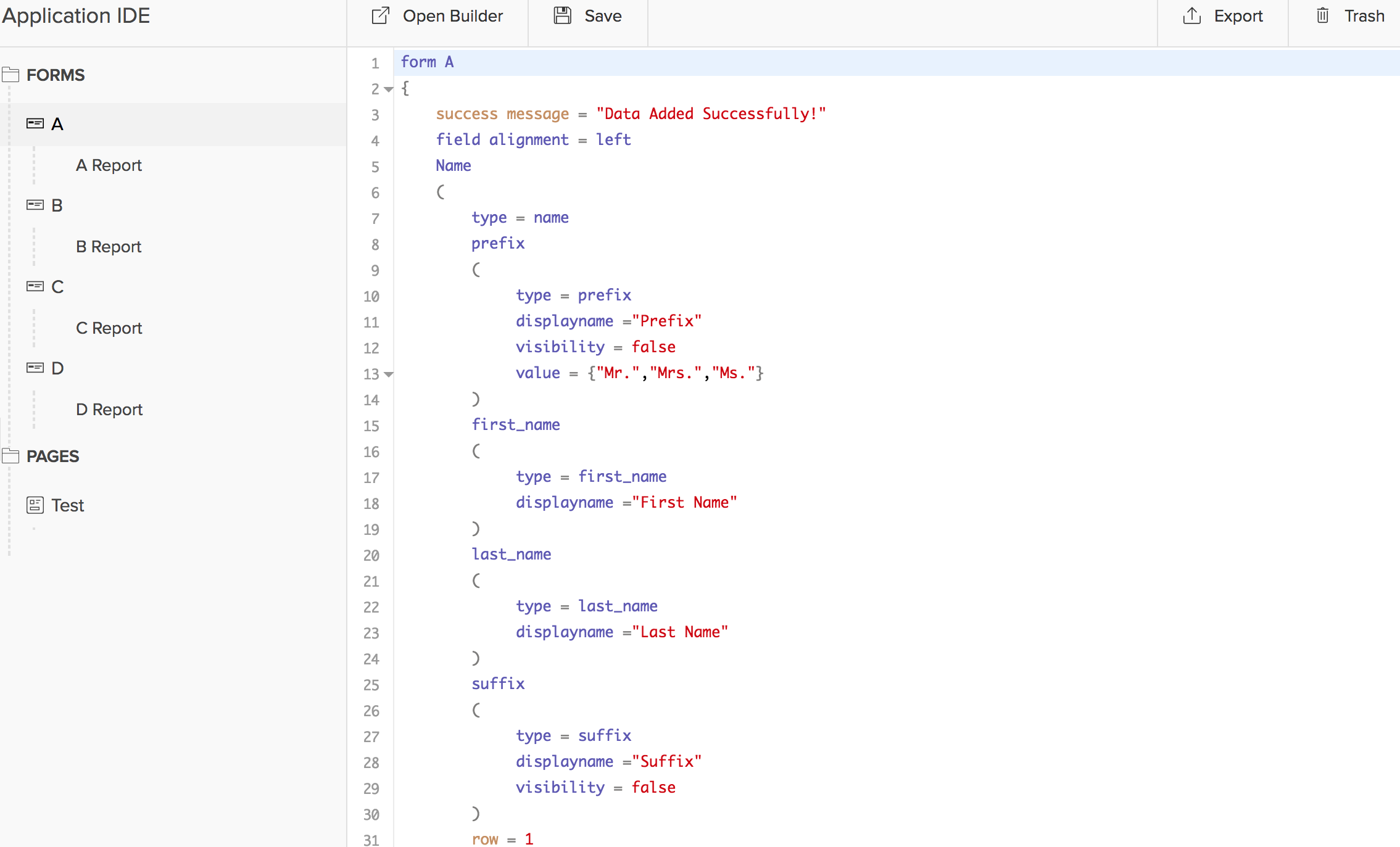 View and Modify Application IDE | ManageEngine AppCreator Help
