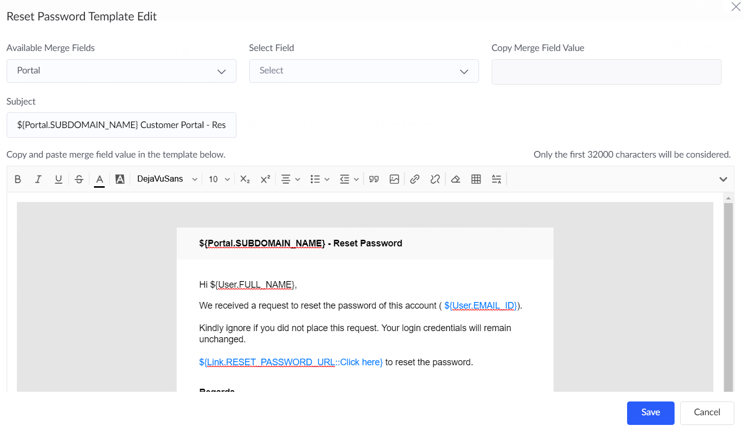 Customize Reset Password Template for the Portal | Zoho Creator Help Customize Reset Password Template for the Portal | Zoho Creator Help