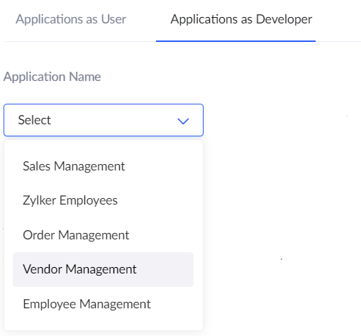 Under the Application name field, choose the app to which the user is ...