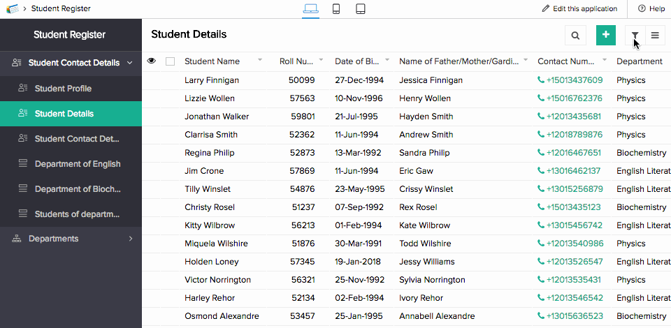 Understand Predefined Quick Filters in List Report | Zoho Creator Help