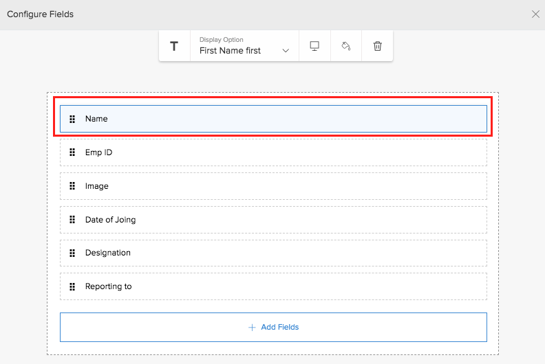 Set Field Name | ManageEngine AppCreator Help