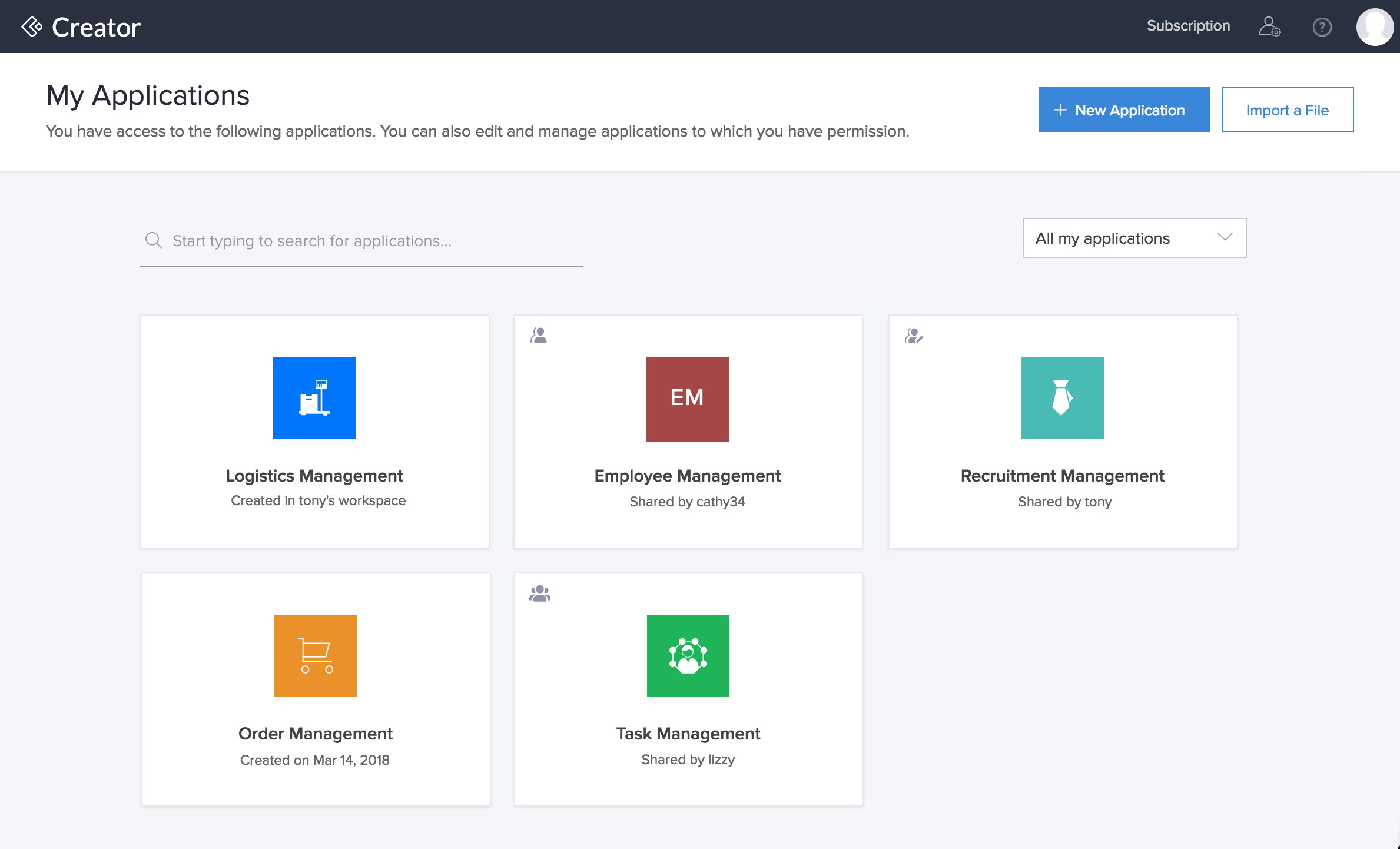 About the Home Page | Zoho Creator Help About the Home Page | Zoho Creator Help