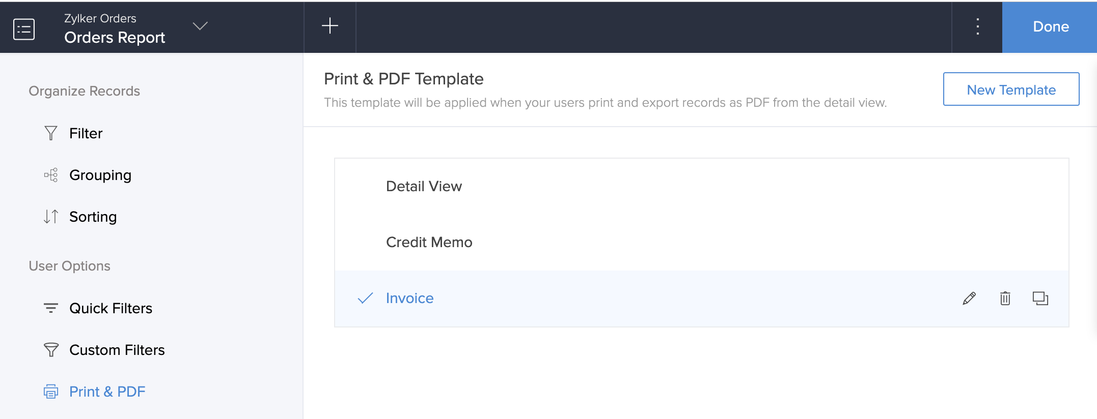 Manage Record Templates | ManageEngine AppCreator Help