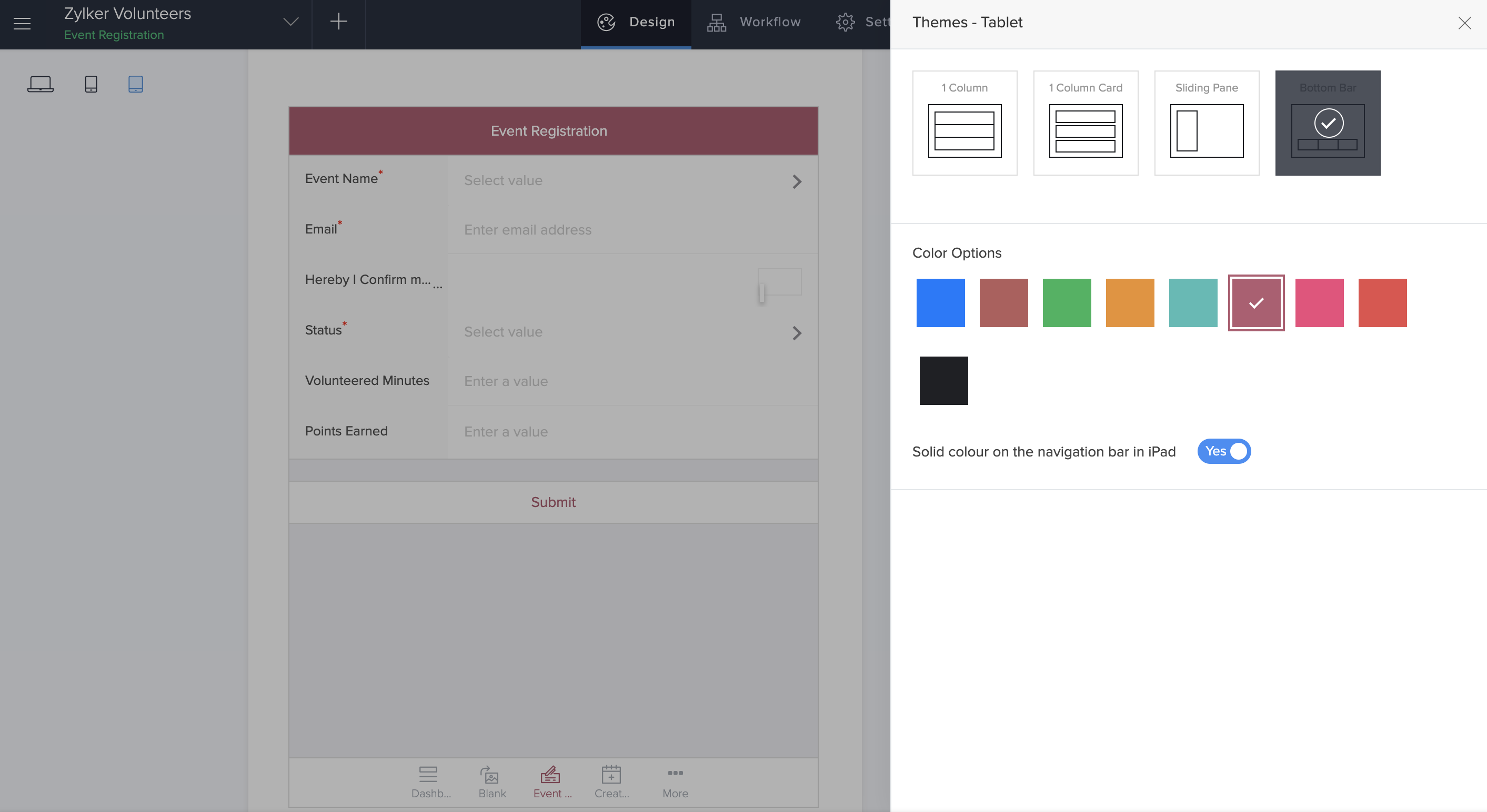 Set theme for application| ManageEngine AppCreator Help