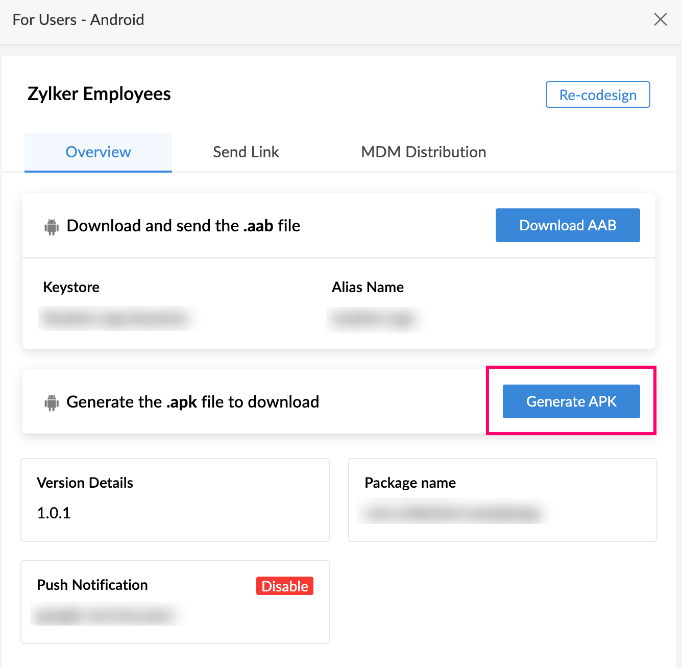 Code Sign Android App for Users | Zoho Creator Help