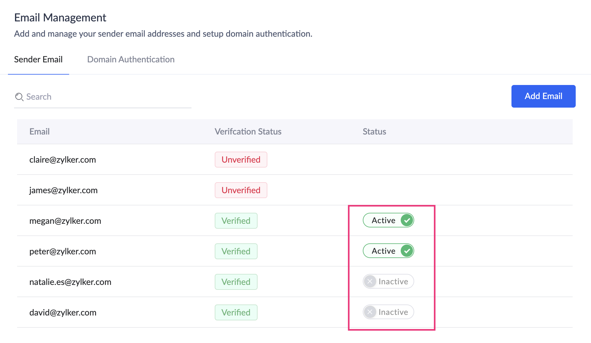 Manage Sender Email Addresses Zoho Creator Help Manage Sender Email Addresses Zoho Creator Help