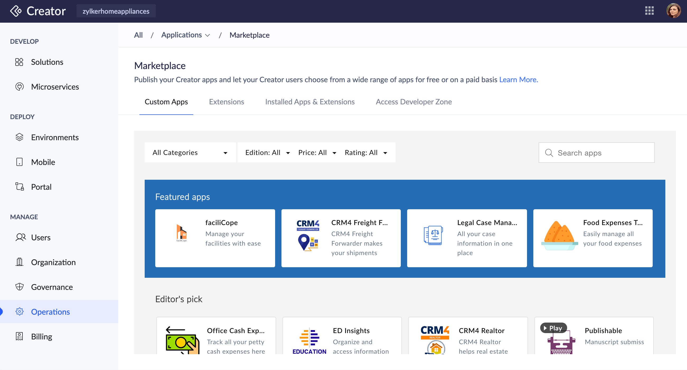 Understand custom apps | Zoho Creator Help