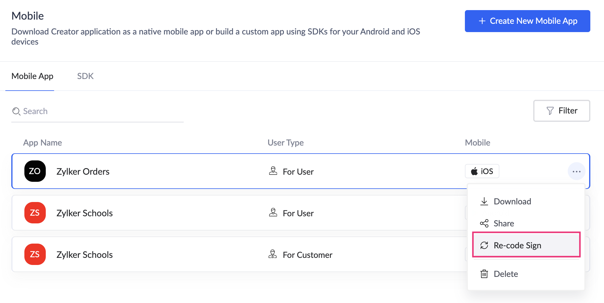 Click Re-code sign . A popup will appear. Click Re-code sign to confirm ...