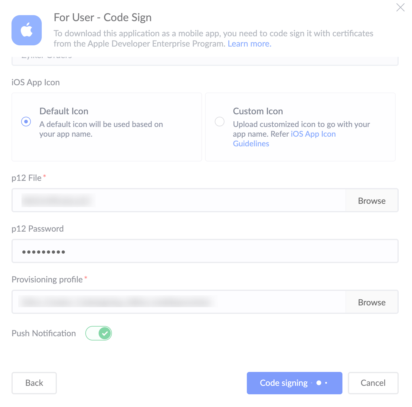 On successful completion, a success message will be displayed at the top.