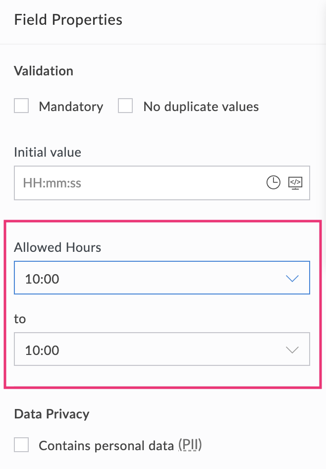 Set Allowed Hours For Date Time Field Manageengine Appcreator Help