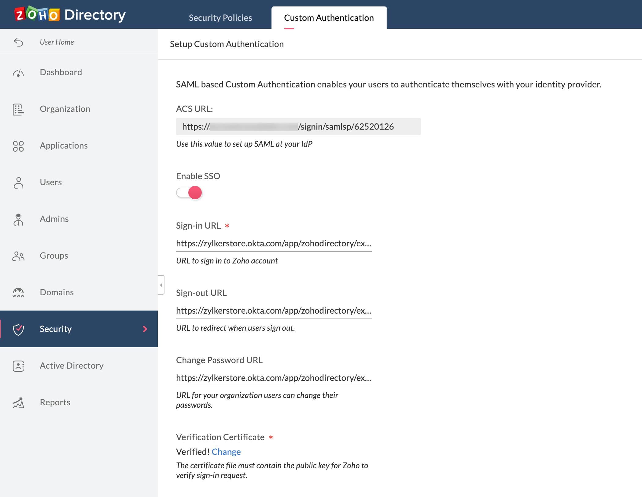Use Zoho Directory to enable Single Sign-On | Zoho Creator Help