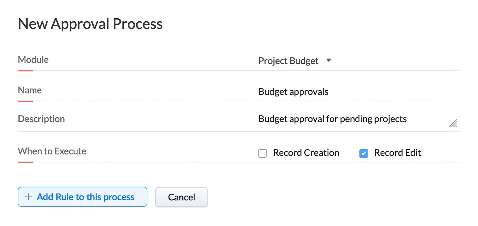 Approval Process - Project Budget | Tutorial - Zoho CRM