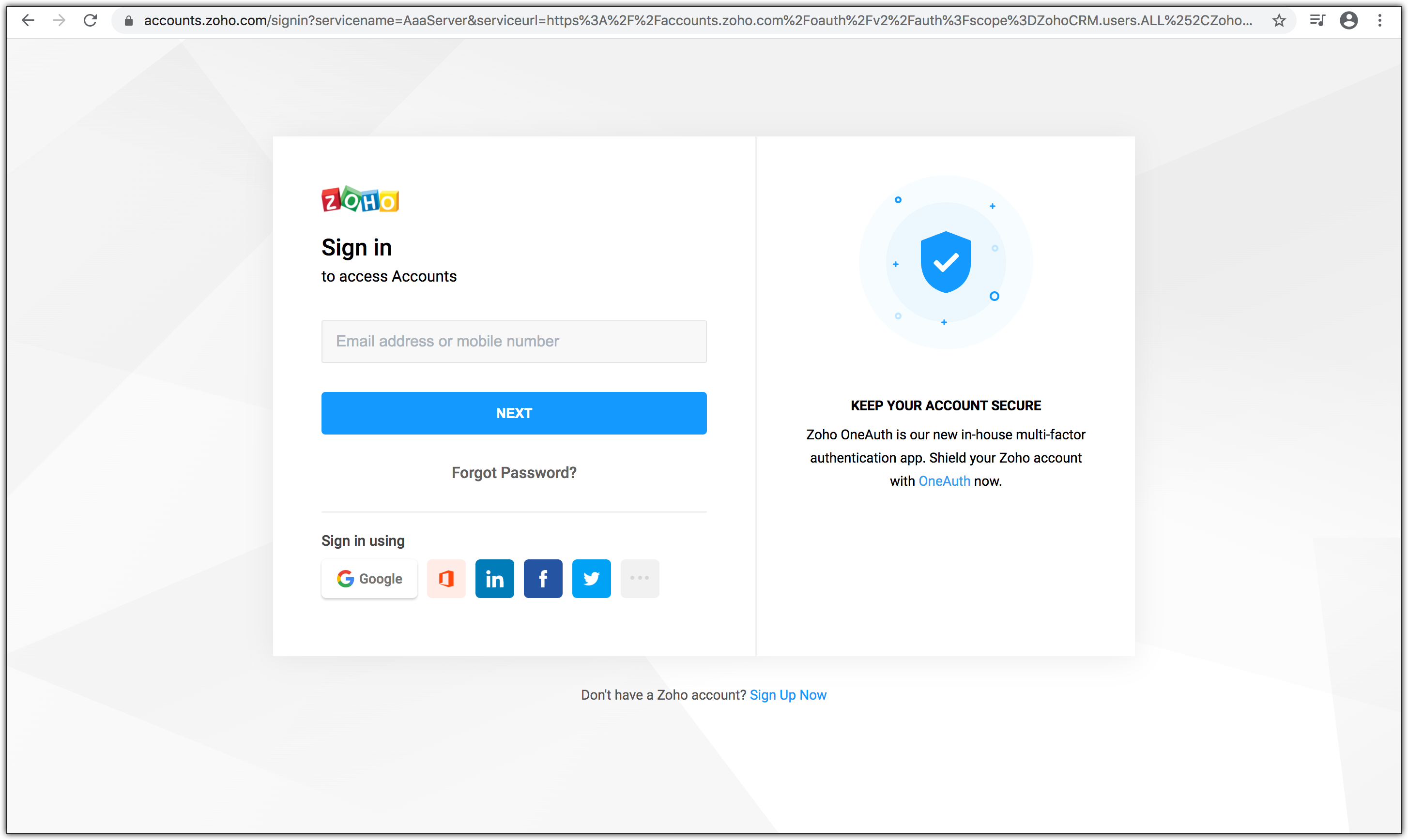Authorization Request | Online Help - Zoho CRM