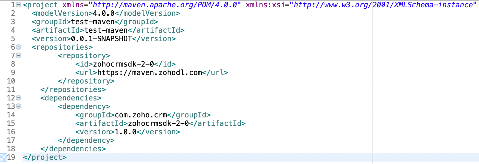 Using The Java Sdk Through Maven Java Sdk Online Help Zoho Crm