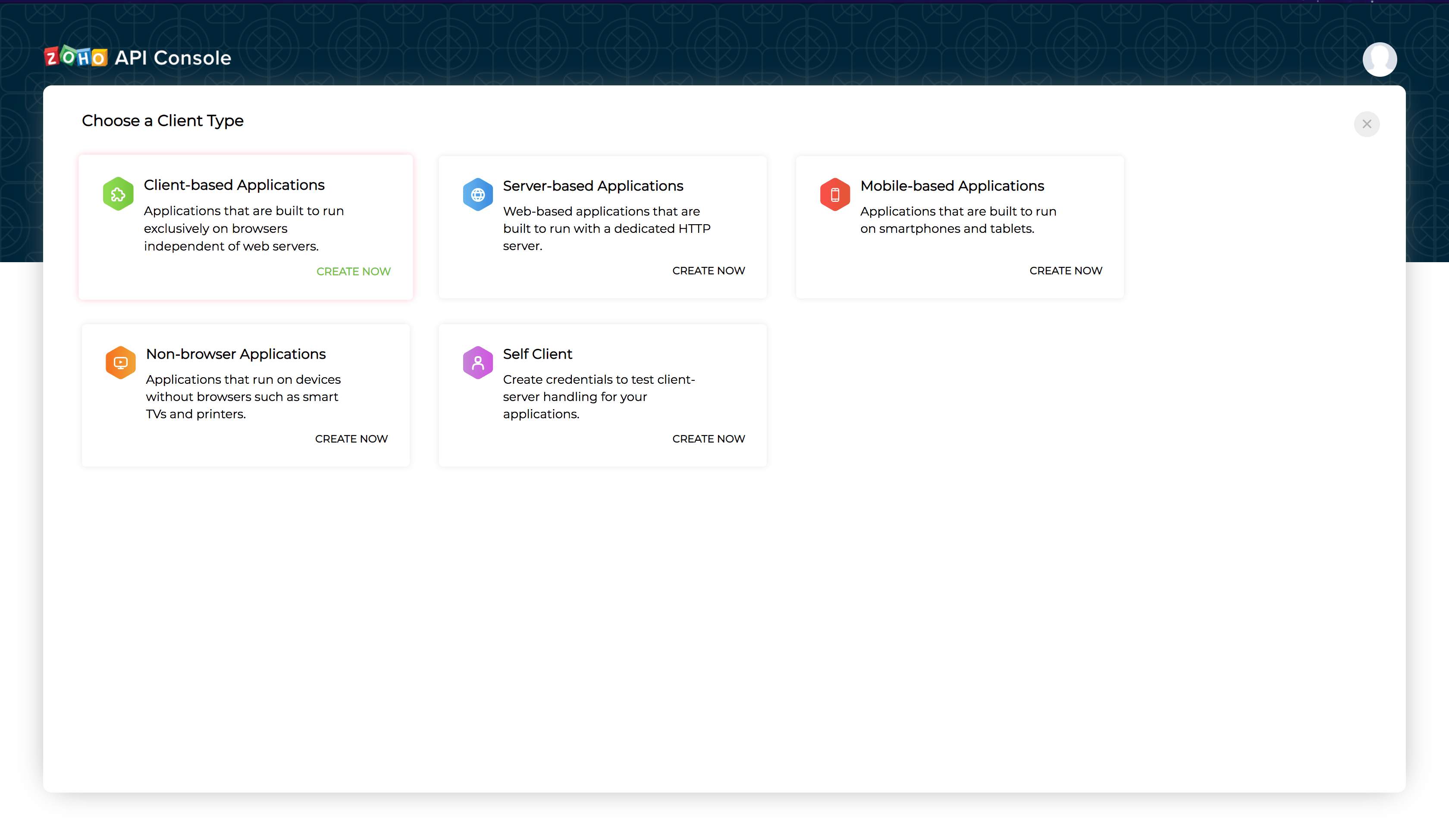 Register Client App - Javascript SDK | Online Help - Zoho CRM