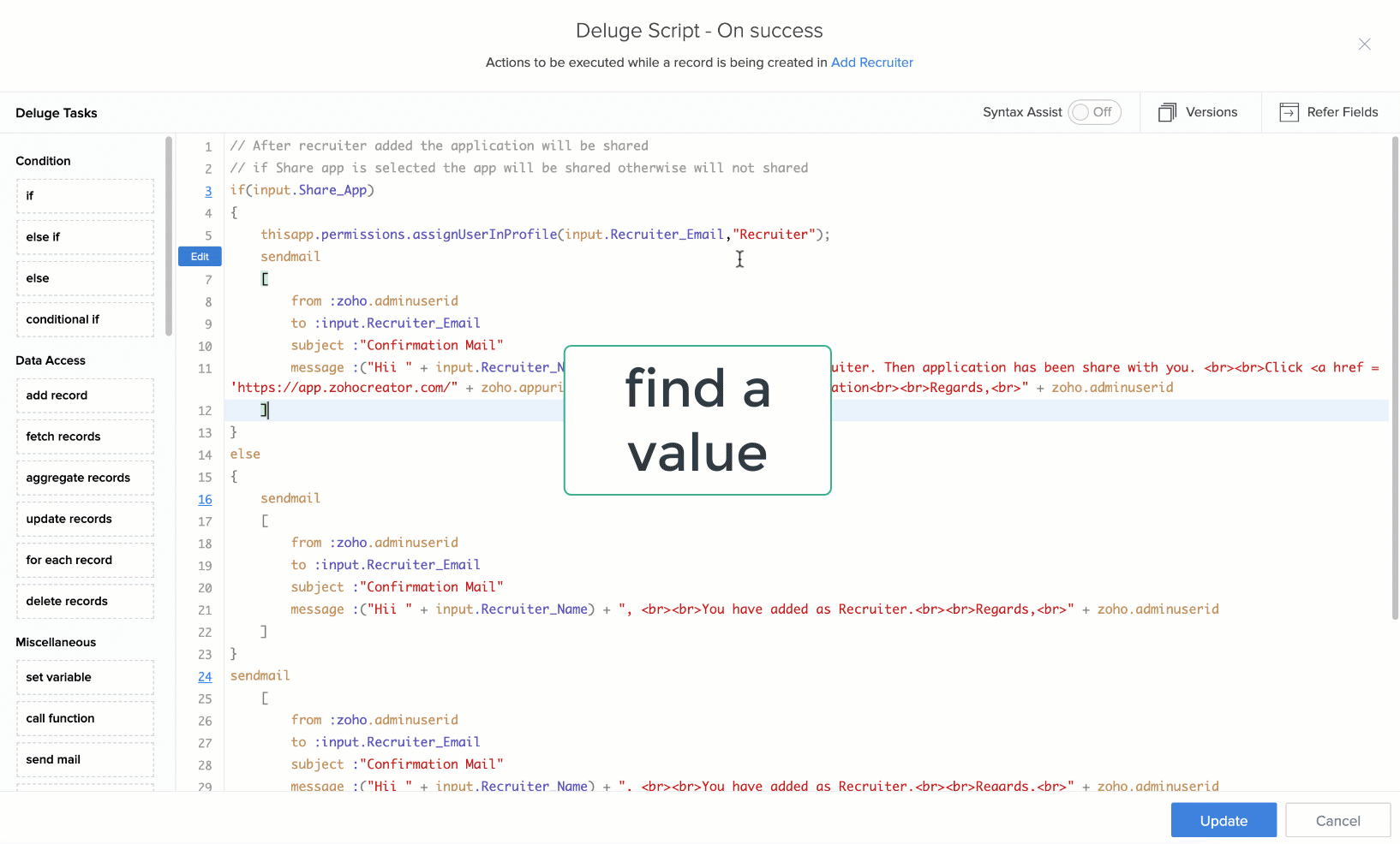 Deluge Editor | Help - Zoho Deluge
