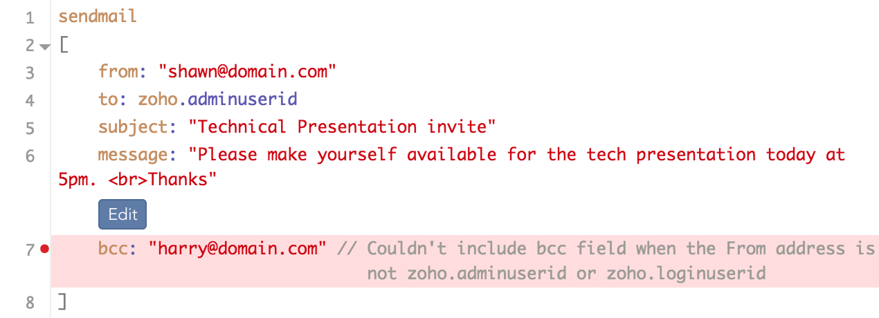 Error Messages | Help - Zoho Deluge