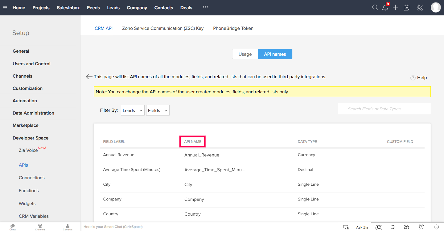 Zoho CRM API Names | Help - Zoho Deluge Zoho CRM API Names | Help - Zoho Deluge