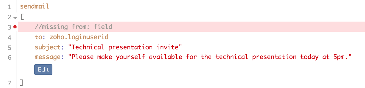 Error Messages | Help - Zoho Deluge