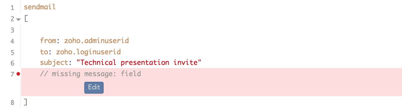 Error Messages | Help - Zoho Deluge
