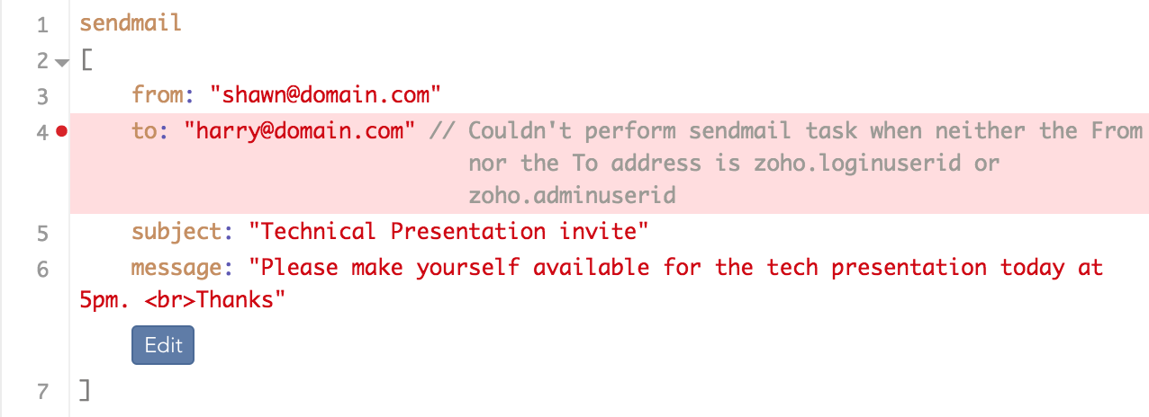 Error Messages | Help - Zoho Deluge