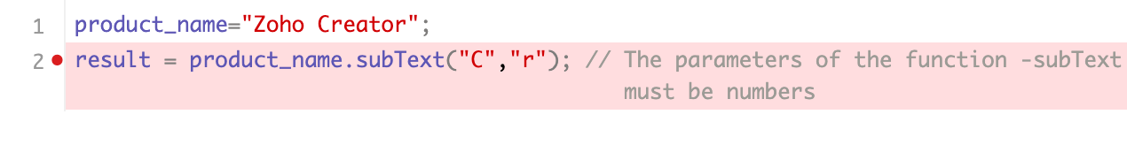 Error Messages | Help - Zoho Deluge