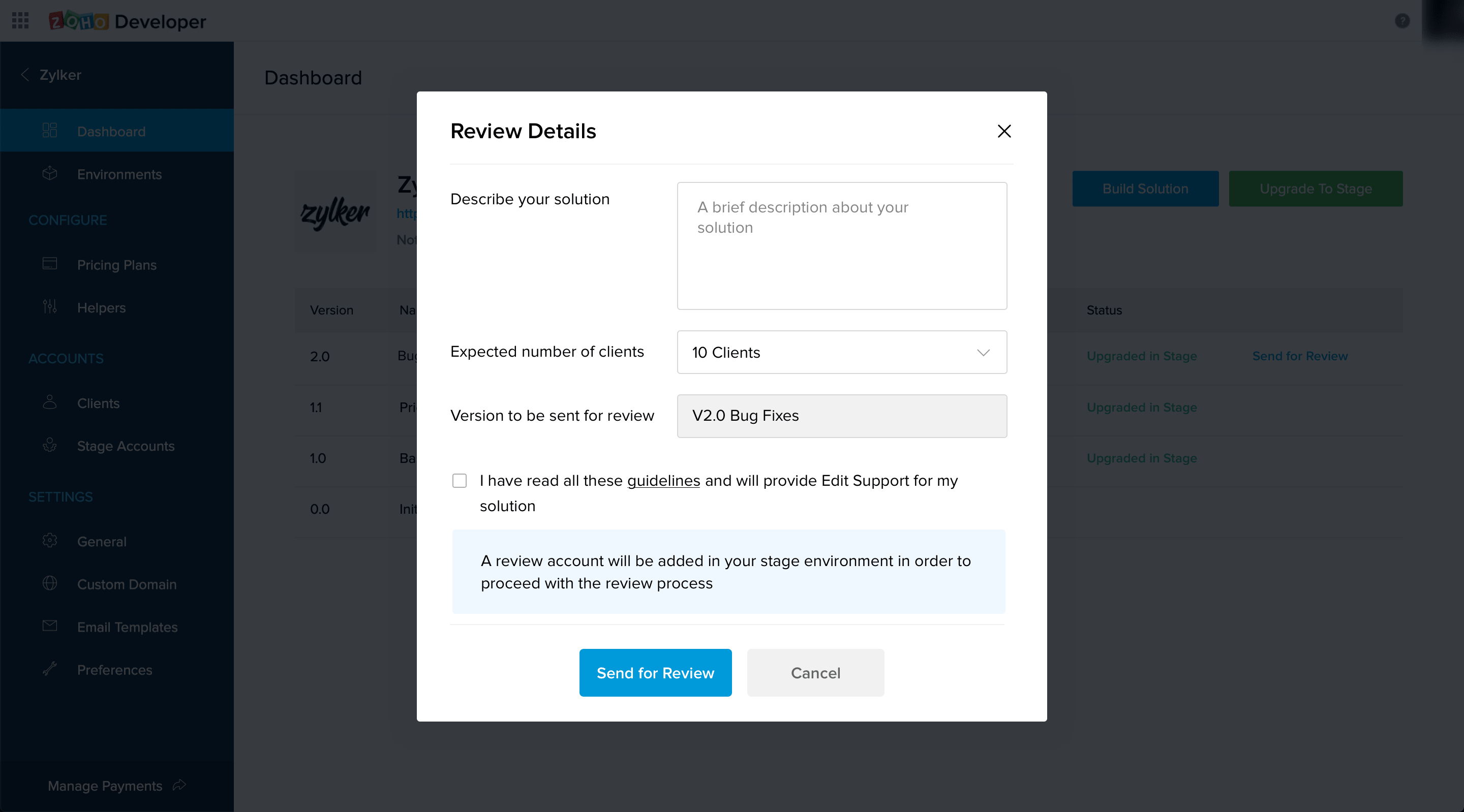 Solution review process | Help - Zoho Developer