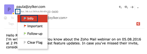 Adding Flags - Zoho Mail