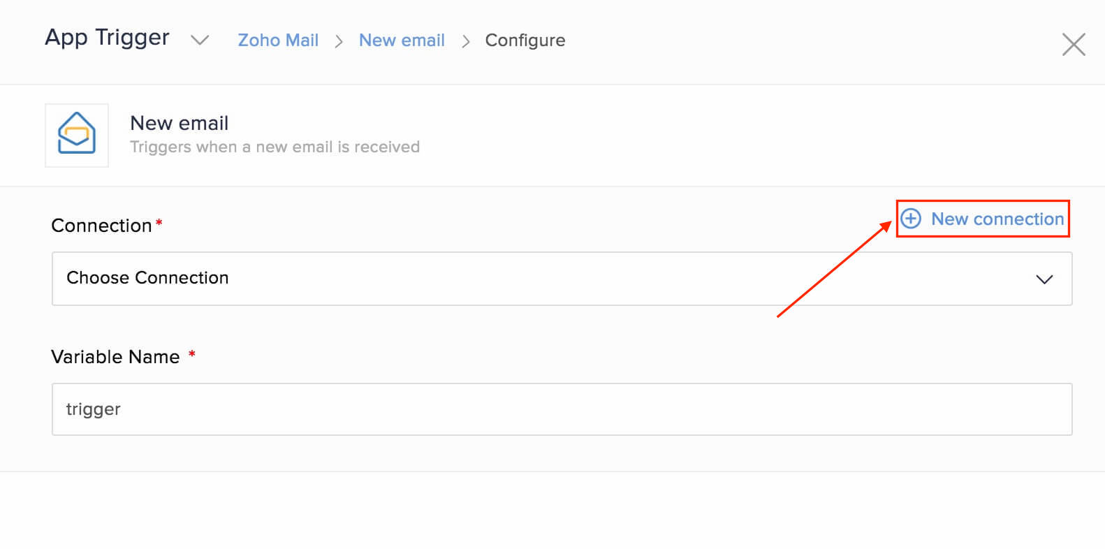 New Zoho Mail connection