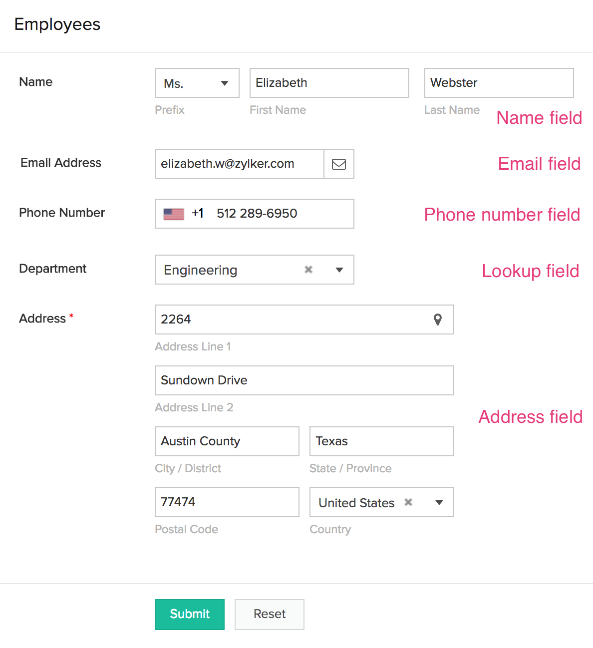 Understand Fields ManageEngine AppCreator Help
