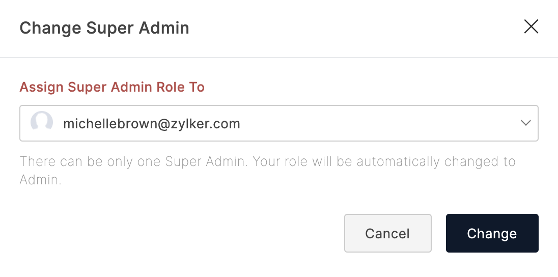 Change Super Admin