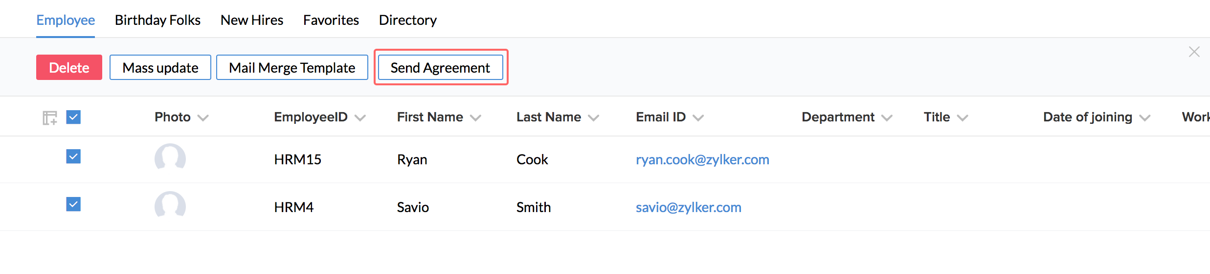 Mail Merge Templates I Zoho People