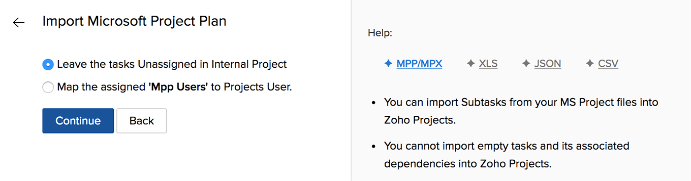 Importar projetos da Microsoft (arquivos MPP / MPX) - CRM7 Zoho Brasil