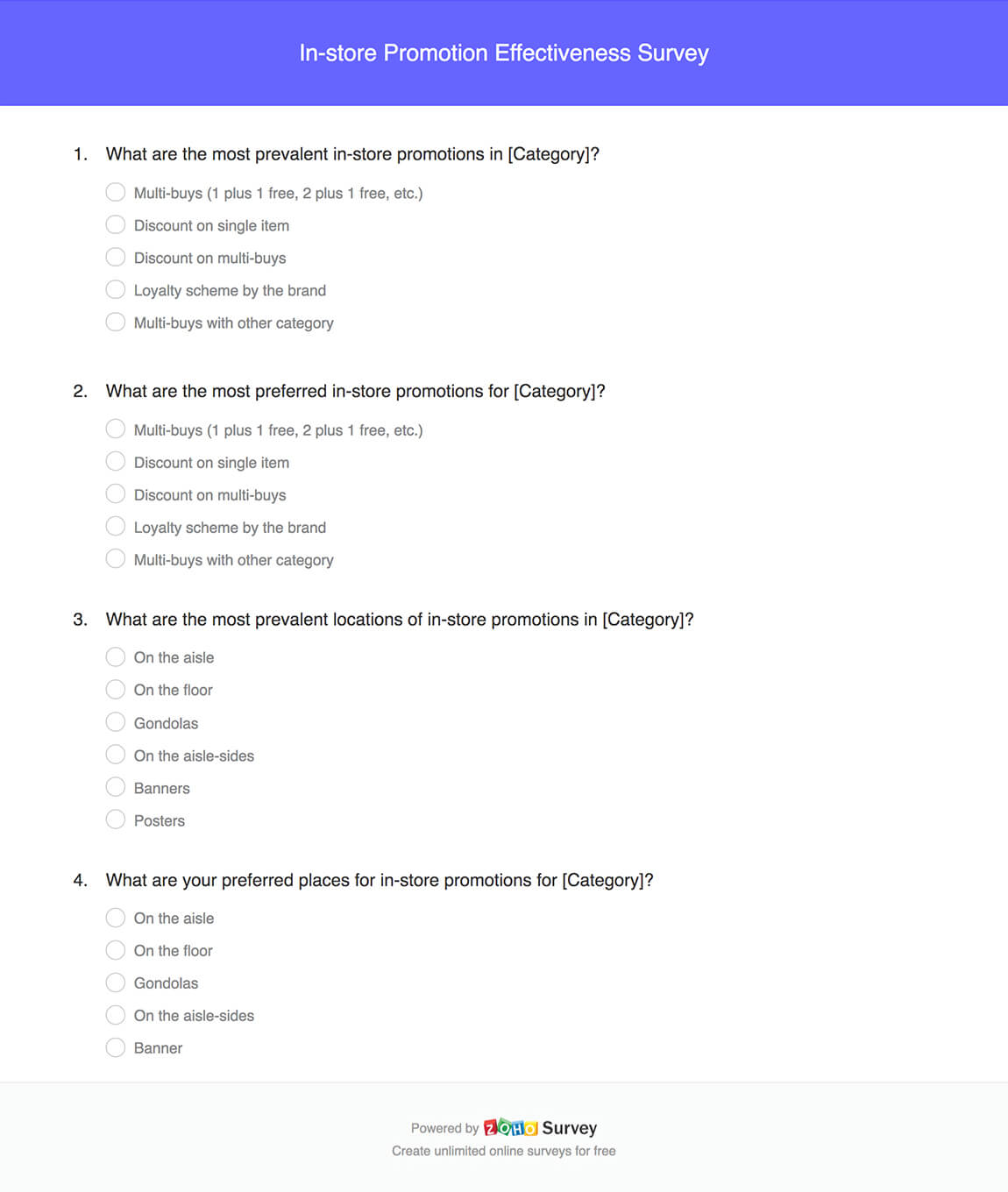 In-store promotion effectiveness survey template - Zoho Survey